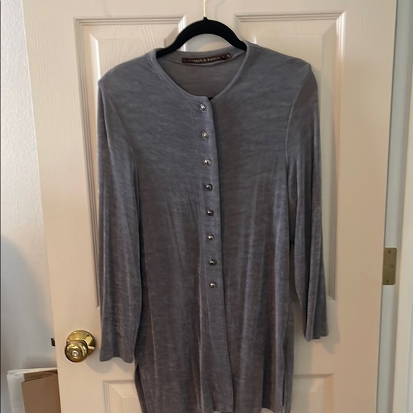 Double D Ranch | Tops | Double D Ranch Gray Mandarin Collar Blouse ...